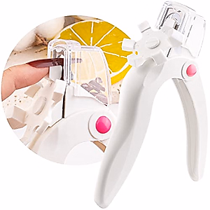 White Acrylic Nail Clipper, Dial Clippers with Sizer, Adjustable Nail Tip Cutter with Length Measurement, Stainless Steel Acrylic Nail Tips Trimmer for Fake False Nail Art Manicure Home DIY by GA&EN