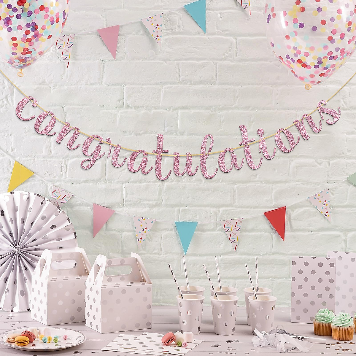 Dalaber Congratulations Banner,Congratulations Banner for Anniversary/Graduation,2024 Congratulations Graduation Party Decorations for College Graduation Party Decorations Supplies-Pink