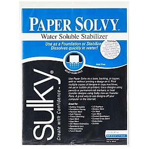 Sulky Paper Solvy Water Soluble Fabric stabilizer, 8, White