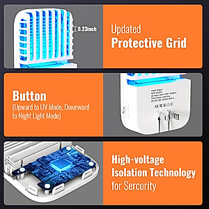 Mosalogic Bug Zapper Indoor Electronic Fly Swatter Plug-in Flying Insect Killer with UV Light for Indoor Use Compact Bug Zappers for Flying Insects, Gnats, Moths, Flies (White-1pack)