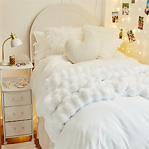 Dormify Charging 3-Drawer Cart on Wheels | 1 Outlet & 2 USB Ports | Fabric Drawers | Nightstand | Closet Dresser | White with Clear Handles | Storage for Small Spaces | Dorm Room Essentials