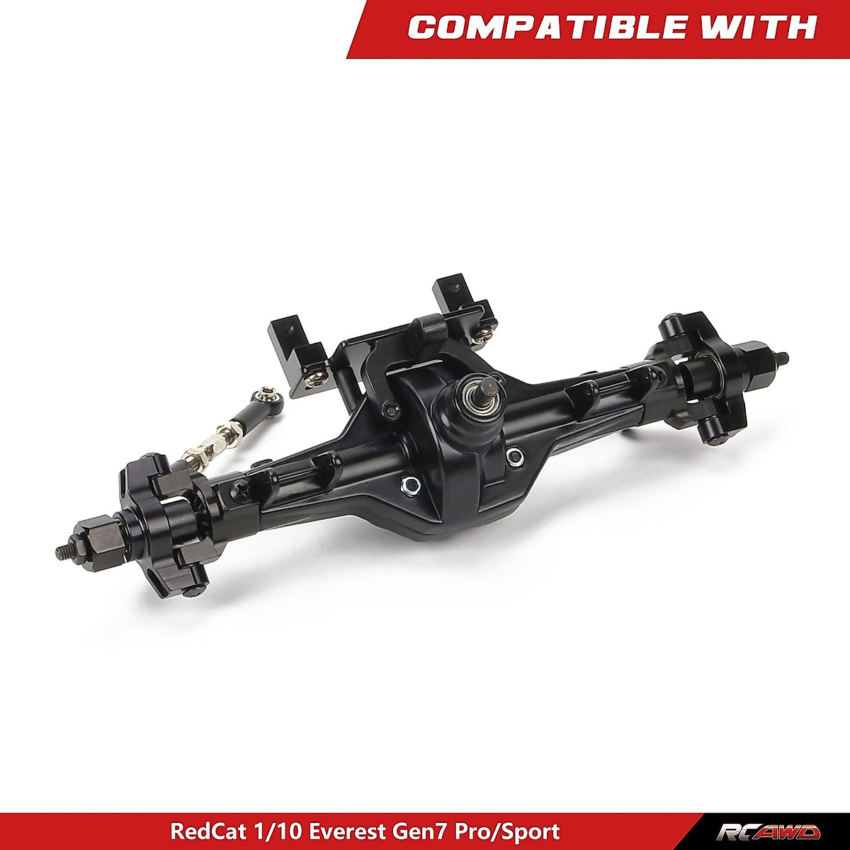 RCAWD RC Axles Assembly with Gears, Metal RC Front Axle Housing for 1/10 HSP Rock Crawler 94180 RGT 18000 Himoto REDCAT RC Crawler Axles Everest GEN7 PRO, Everest GEN7 Sport, Hop Up Parts Black