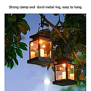 Solar Lanterns Outdoor Waterproof, Garden Hanging Flickering Flameless LED Candle Lighting, Solar Powered Lights for Decorative Yard, Table, Patio, Umbrella, Black