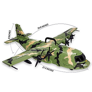 Smart Novelty Giant C130 Bomber Army Airplane Toy for Kids - Air Force Combat Military Fighter Toy Airplane with Lights and Sounds and Mini Soldiers Army for Boys Gift