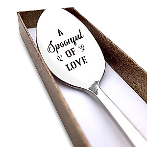 a Spoonful of Love Spoon Engraved Encouragement Gift, Ice Cream Tea Coffee Cereal Lover Spoon Best Thanksgiving Christmas Birthday Gifts