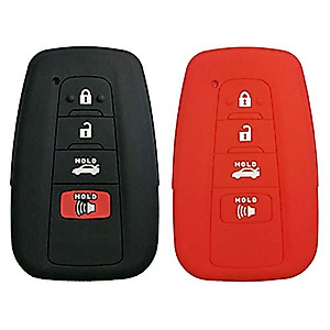 Coolbestda 2Pcs Rubber 4buttons Key Fob Protector Case Keyless Entry Holder Cover Skin Jacket for 2019 2020 2021 Toyota Highlander Camry Avalon C-HR Prius Corolla HYQ14FBC