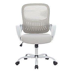 SMUG Ergonomic Chair Computer Gaming with Arms, Home Office Desk with Wheels, Mid-Back Task Rolling with Lumbar Support, Comfy Mesh Swivel Executive, 18.5" D x 20.08" W x 41.5" H, Grey