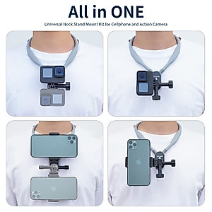 TELESIN° Long Magnetic Neck Mount Necklace Holder Lanyard Strap, Chest Head Backpack View Support for GoPro Max Hero 12 11 10 9 8 7 Insta360 X3 Go3 Ace Pro DJI Action 4 Osmo Action 3 Accessories