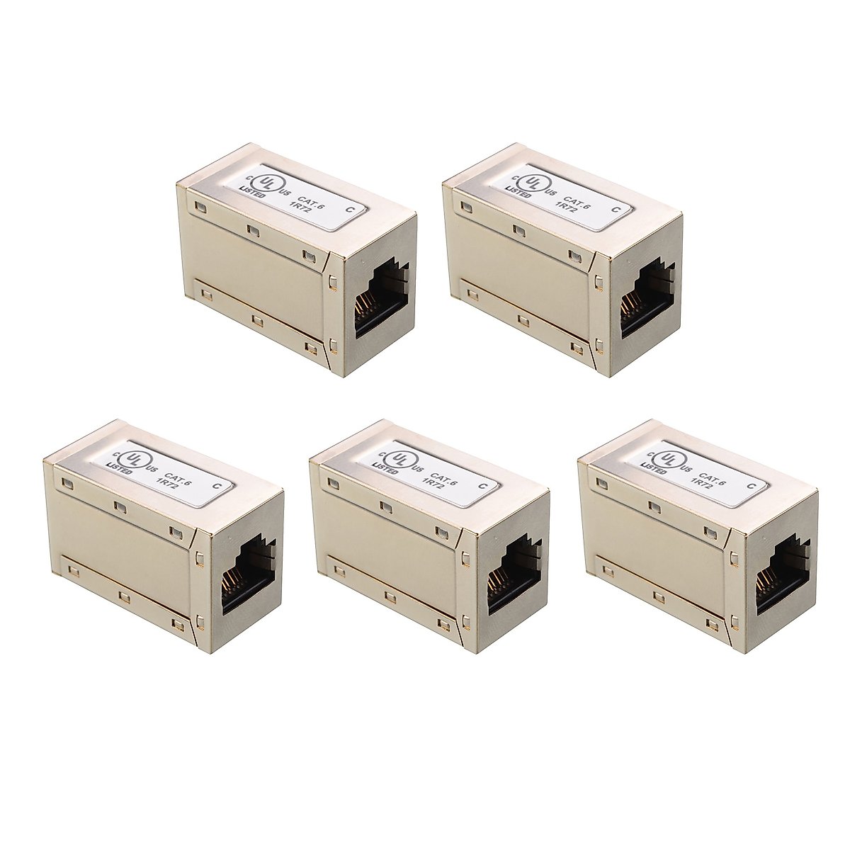 [UL Listed] Cable Matters 5-Pack 10Gbps Shielded Cat 6A Ethernet Coupler (Shielded Cat 6 Ethernet Coupler, RJ45 Coupler, Cat6 Coupler, Ethernet Extender Adapter), Compatible with Cat6, Cat5e