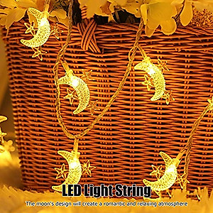 Diydeg Lamp String, 3Pcs 10LED Light String, Simple and Convenient Romantic and Relaxing Moon Star Pendant for Home Decoration, Garden Lighting Indoor and Outdoor