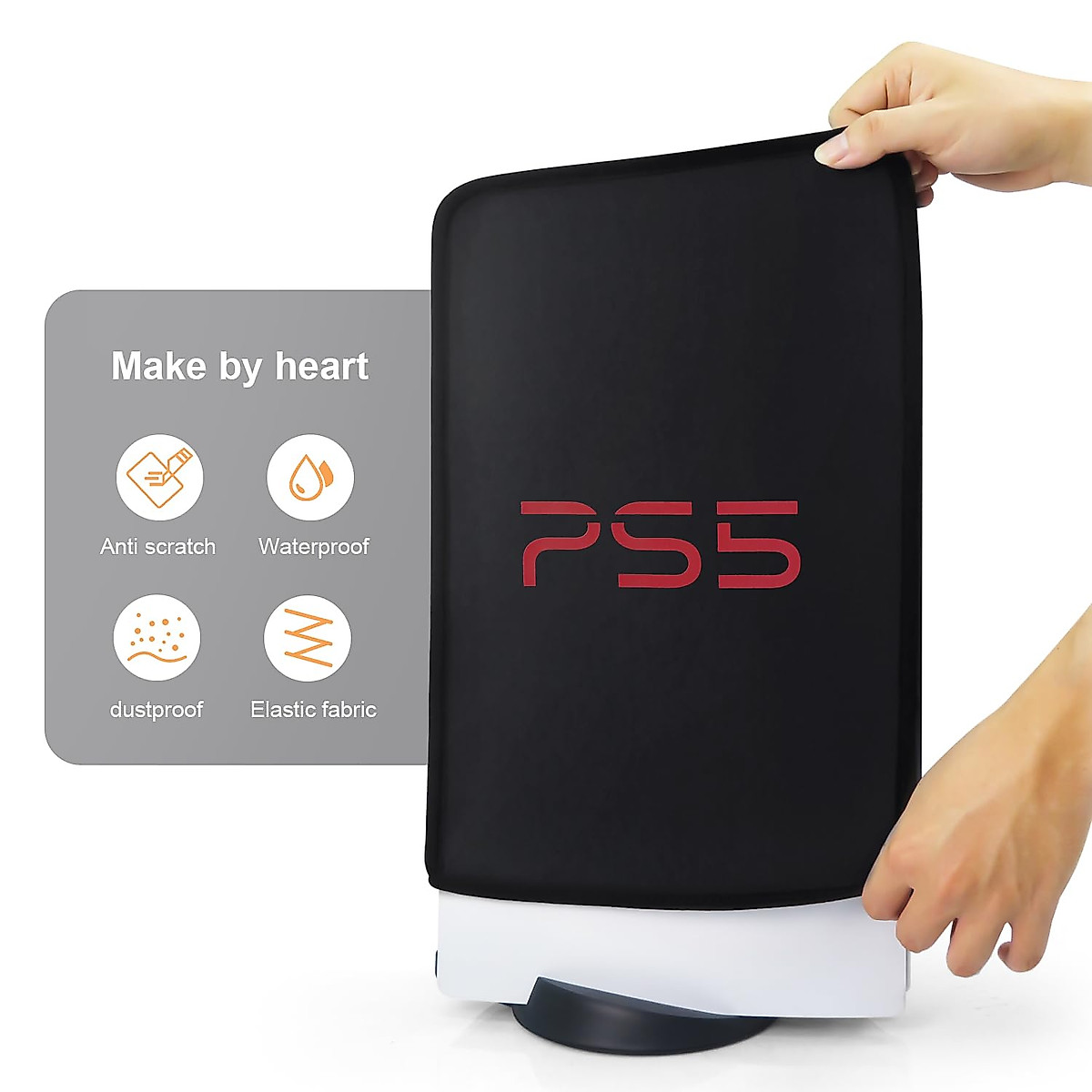 pS5 Case Cover Dust Proof Cover for pS5 Game Console Protector Anti Scratch Washable Dust Cover Sleeve for PS5 Accessories Digital Edition & Disc Edition (Black New)