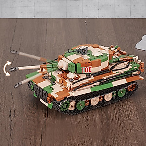 MISINI 100244 Technik Panzer Tank ，WWII-Militärpanzer Building Set，Tiger I Heavy Duty Tank，Military Construction Model Toy for Teen Gift Giving 2276pcs