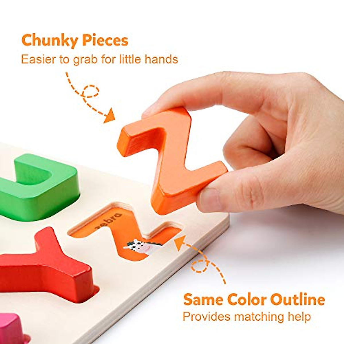 Coogam Wooden Alphabet Puzzle – ABC Letters Sorting Board Blocks Montessori Matching Game Jigsaw Educational Early Learning Toy Gift for Preschool Year Old Kids