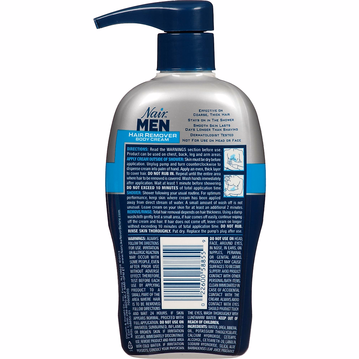 Nair Men's Hair Removal Cream, Body Hair Remover for Men, 13 Oz Bottle
