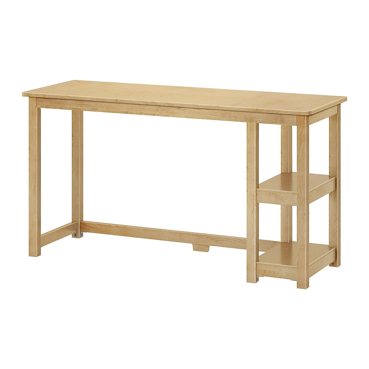 Plank+Beam Computer Desk with Shelves, Simple Desk for Bedroom, Home Office Study Desk, 55.25 Inch, Natural