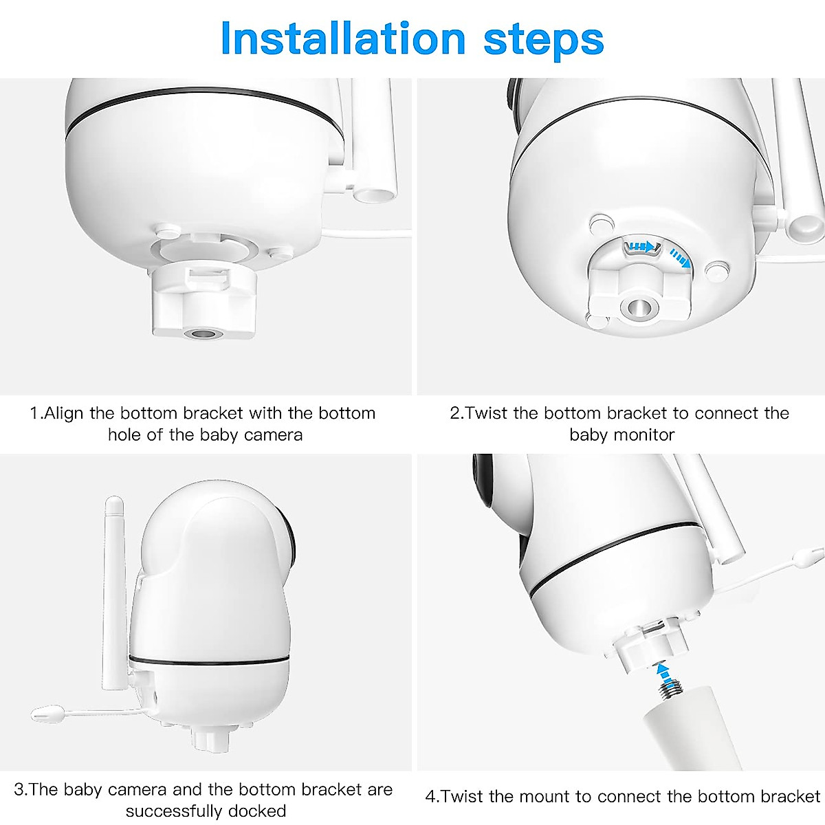 Koroao Baby Monitor Mount for HelloBaby HB65/HB66/HB248 and ANMEATE SM935E /Bonoch Baby Monitor Camera, Versatile Twist Mount Without Tools or Wall Damage