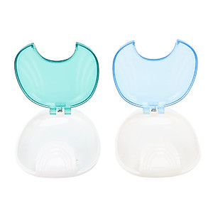 5pcs Slim Retainer Case, Portable Travel Denture Case Storage Container with Tight Snap Lock for Aligners Orthodontic Mouth Guard