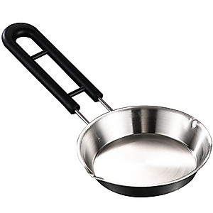 BESTonZON Mini Fry Pan Stainless Steel Small Frying Pan Egg Pan Cooking Skillet Cookware with Drip Spouts for Egg Scrambles Appetizers Desserts 12cm