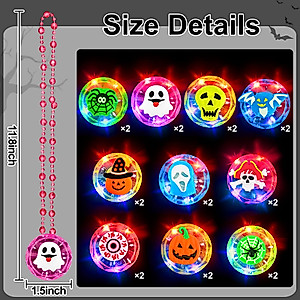 AMENON 20 Pcs Halloween Party Favors for Kids, 10 Styles LED Light Up Necklaces Halloween Toys Gifts Spider Ghost Glow in the Dark Trick or Treat Toys Party Supplies Halloween Treat Goodie Bag Fillers