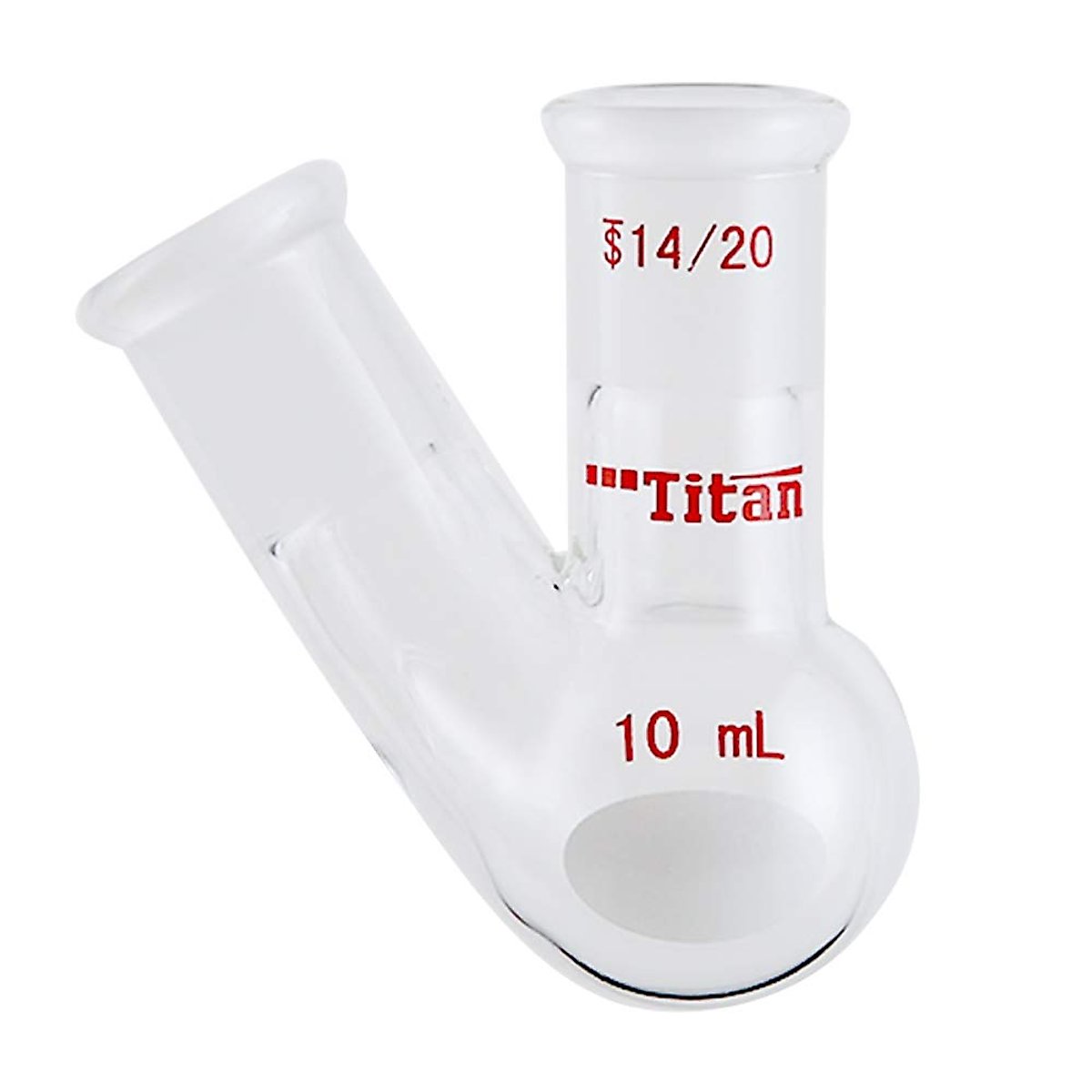 ADAMAS-BETA Glass 5ml Heavy Wall 2 Neck Round Bottom Flask, with 14/20 Center and Side Standard Taper Outer Joint - 5ml