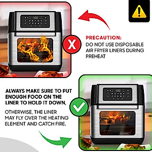 Air Fryer Disposable Paper Liner 125Pcs Square Parchment Paper Liners 8In Non-stick Unbleached Water & Oil Proof Airfryer liners for Microwave Oven baking & cooking