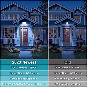 Motion Sensor Outdoor Lights,2000 Lumens 88 LED Solar Motion Sensor Lights Waterproof Security ,Wall Mount Dusk to Dawn Sensor Outdoor Lighting for Front Door Shed Patio Barn Garden Garage (1 Pack)