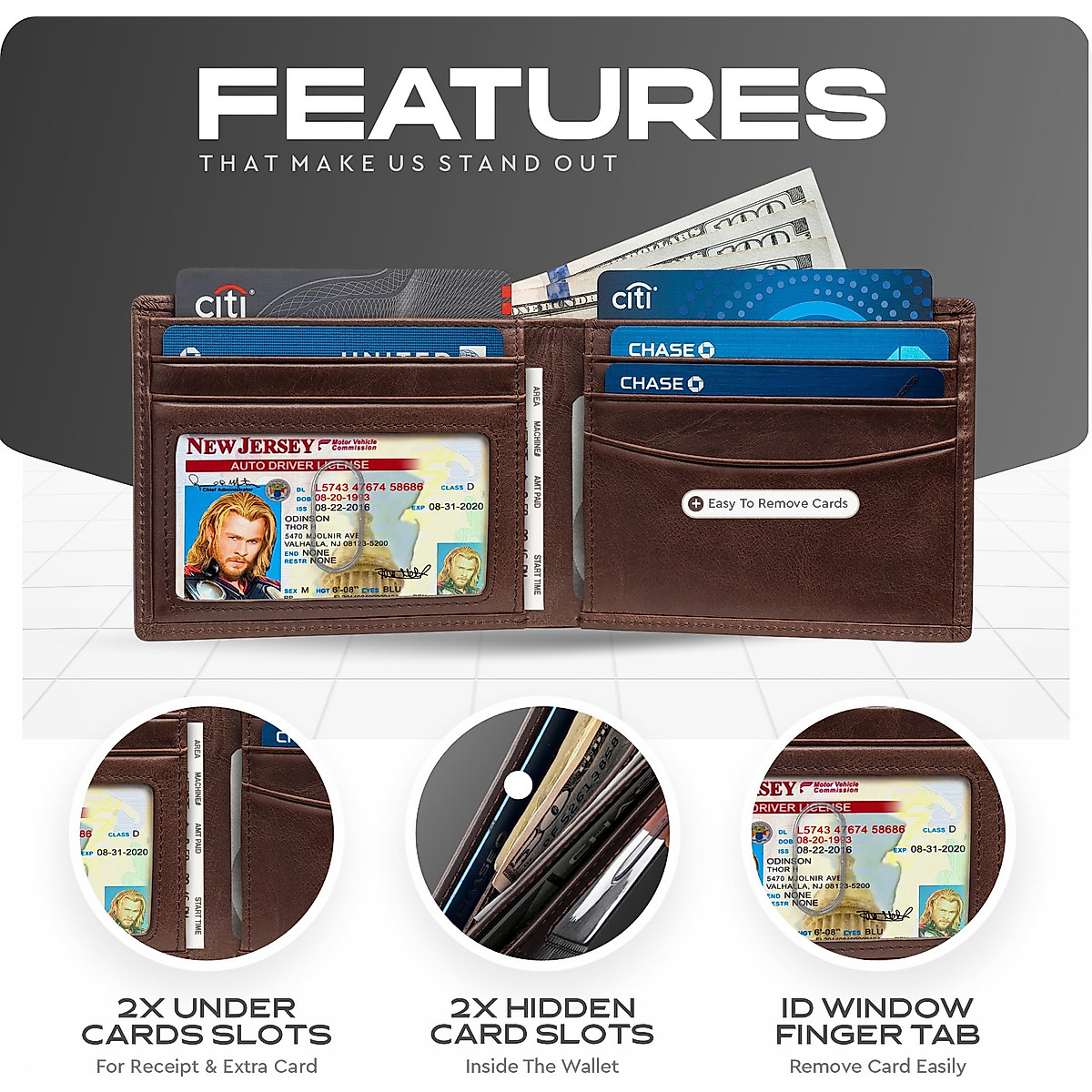 Wallet for Men’s - Genuine Leather Slim Bifold RFID Wallet - Gift for Men Packed in Stylish Gift Box