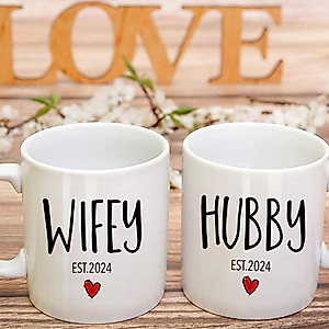 CHIEN-CHI LILI EST 2024 Husband Wife Mug Gift, Mr Mrs Mug Wedding Gift, Engagement Wedding Gift for Couple, Anniversary Valentine’s Day Mug Gift for Couples, Bride Groom Gift for Wedding