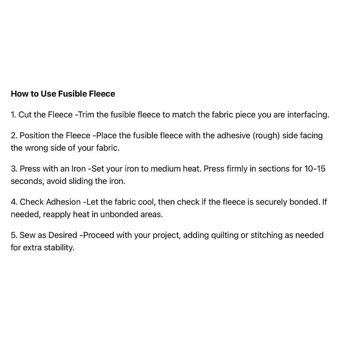 Fusible Fleece 12" x 3yd for Crafting, Quilting and Sewing