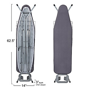 Household Essentials Silver Deluxe Ironing Board with Iron Rest and Clothes Rack