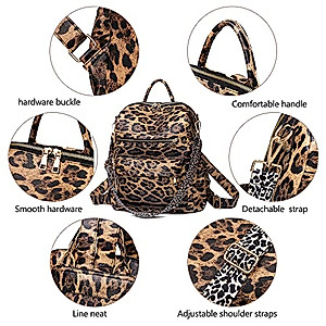 Women Fashion Backpack Purse, Convertible Daypack Colorful Strap Shoulder Handbags (Leopard Tassel)