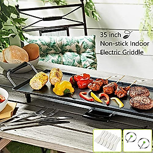 SIMOE 36 inch Electric Griddle Teppanyaki Grill, BBQ Smokeless Grills, 2000W Barbecue Griddles Table Top with Nonstick Surfaces and Adjustable 5 Temperature Setting, Indoor/Outdoor Grill