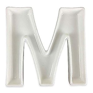 Just Artifacts 5.5-Inch White Decorative Ceramic Letter Dish (Letter: M, Length: 5.5 Inches)