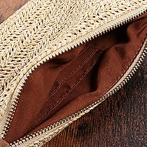 FENICAL Straw Clutch Bag Bohemian Zipper Wristlet Summer Beach Handbag for Women Girls