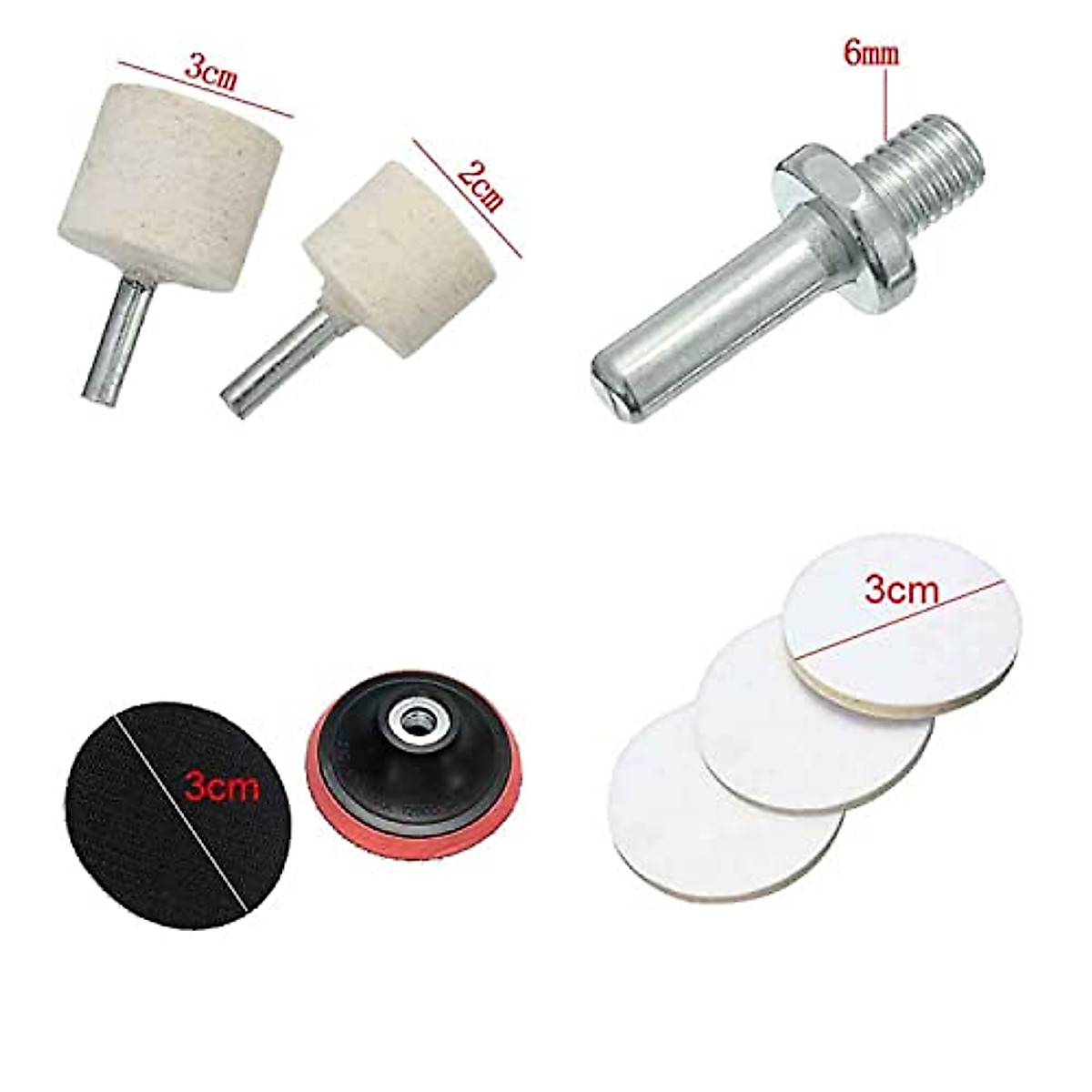 Kakalote 9Pcs/Set Glass Polishing Kit Multifunctional Deep Scratch Remover Car Polish Pad Cerium Oxide Polishing Powder Felt Polishing Wheel Set for Windscreen and Glass Repair