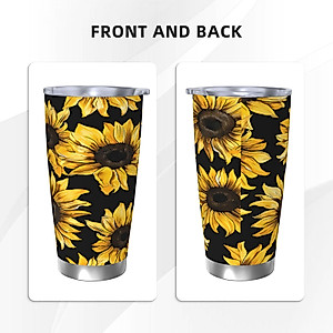 AYCZN Sunflowers 20 OZ Tumbler Stainless Steel Travel Coffee Mug, Yellow Floral Insulated Water Bottle with Lid Leakproof Thermal Cup