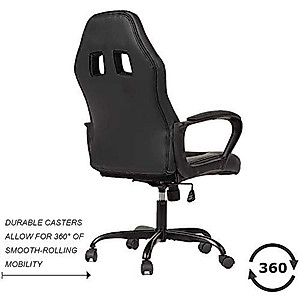 Office Chair Gaming Desk Racing Gaming Chair, PC Gaming Ergonomic Racing Heavy Duty Office Video Game Chair, PU Leather Racing Chair for Home Office Computer Gaming Chairs Video Game Chairs - Black