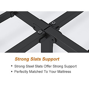 YUSENHEEI Full Size Bed Frame 16 Inches High Metal Platform Bedframe with Slat Strips Easy Assembly Heavy Duty Strong No Need Box Spring Noise Free Non-Slip Large Storage Space Underbed