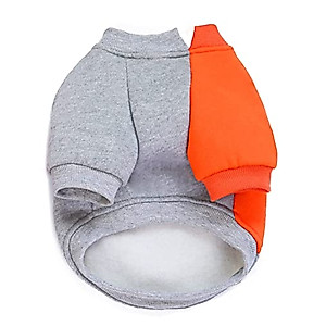 cutedog Combination of Gray and Orange Dog Hoodie Sweater for Dogs Pet Clothes (Large)