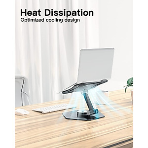 SOJUNER Swivel Adjustable Laptop Stand, 360° Rotating of Aluminum Laptop Stand for Desk, Laptop Riser with Mechanical Sound, Laptop Computer Stand Compatible with 10-16 inch Laptop, Gray