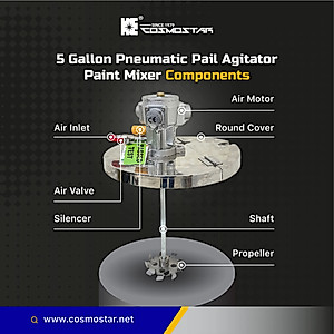 COSMOSTAR 5 Gallon Pneumatic Pail Agitator Paint Mixer | Drum Mixer | Pneumatic Bracket Mixer, Paint Stirring Machine Bracket Air Agitator Paint Mix Tool, Paint Agitator, Paint Mixing Machine