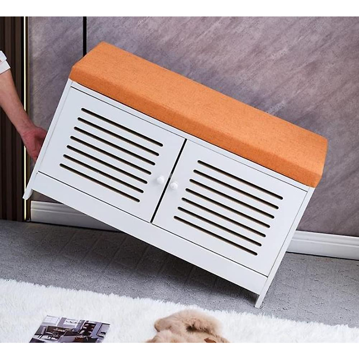 BOMATY Custom Bench Cushion,Indoor Sofa Couch Cushion Bay Window Seat Cushion Bench Pad,Durable Rectangle Cushion with Ties,Foam Pad with Non-Slip Mat