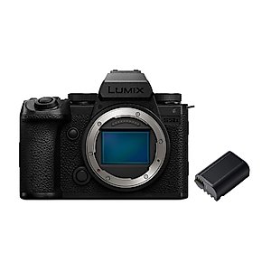 Panasonic Lumix S5 IIX 24.2MP Full Frame Mirrorless Camera with Phase Hybrid AF with Extra Panasonic DMW-BLK22 Lithium-ion Battery Pack Bundle (2 Items)