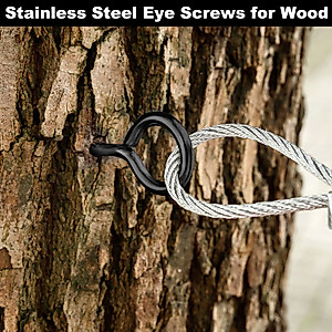 YGAOHF Eye Hooks Screw, 10 PCS 2.5 Inches Stainless Steel Eye Screws, Self Tapping Eyelet Screw Eye Bolts for Wood, Securing Cables Wires, Indoor & Outdoor Use, Black