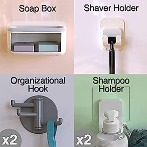 Elil Shower Caddy Shower Shelf for Inside Shower Phone Case Shower Accessories 13-in-1 Set, Self Adhesive Shower Organizers – No Drill Easy Installation with Exfoliation Glove Back Scrubber and Loofa