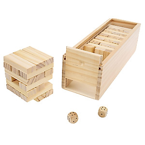 WE Games Wooden Block Stacking Party Game for Adults, Tumble Tower Wedding Guest Book Alternative, Tabletop Games, Includes Storage Case, 12 inches