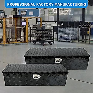 Eivojor Aluminum Stripes Plated Truck Tool Box Pick Up Truck Bed RV Trailer Toolbox Storage Organizer with Side Handles, Lock and Keys - 39" x 13" x 10",Black