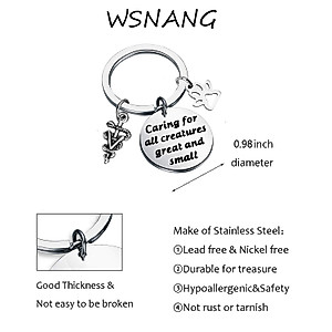 WSNANG Veterinarian Jewelry Caring For All Creatures Great And Small Keychain Veterinary Technician Gifts Vet Tech Jewelry Veterinarian Graduation Gifts (Veterinarian Keychain)