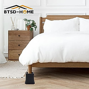 BTSD-home Bed Risers 2, 3 or 4 Inch Heavy Duty Furniture Risers Adjustable Dorm Bed Lifts Risers Table Desks Legs Blocks 4 Pack Black