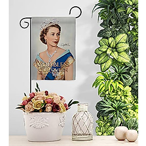 Queen Elizabeth II Flag Set Wood Dowel Sweet Life Sympathy Remembrance Memorial Bereavement Love Support Emotion Postive - House Banner Small Yard Gift Double-Sided 13 X 18.5